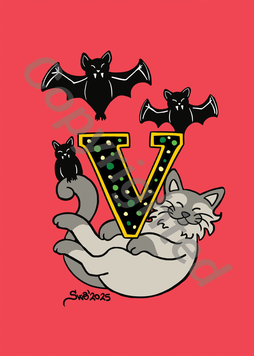 Drawings D018: Titina and Friends: Alphabet Letter V (Vampire Bat ...