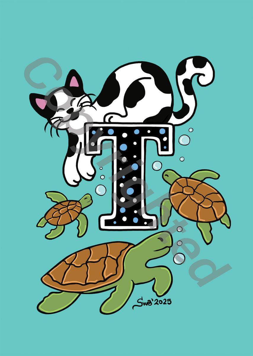 Drawings D017: Titina and Friends: Alphabet Letter T (Turtle ...