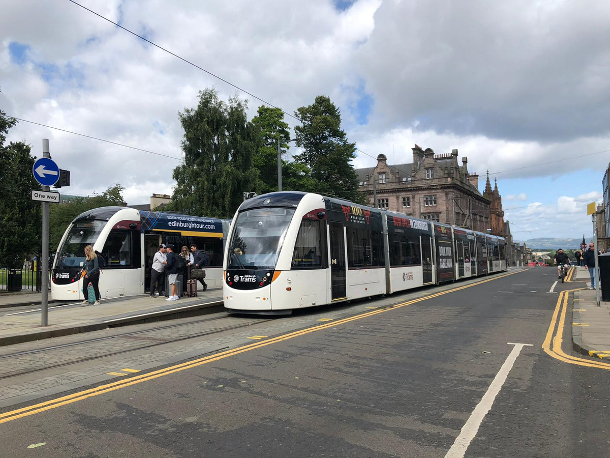 Photo T019: Edinburgh White Tram, Scotland, UK| Postcards Market