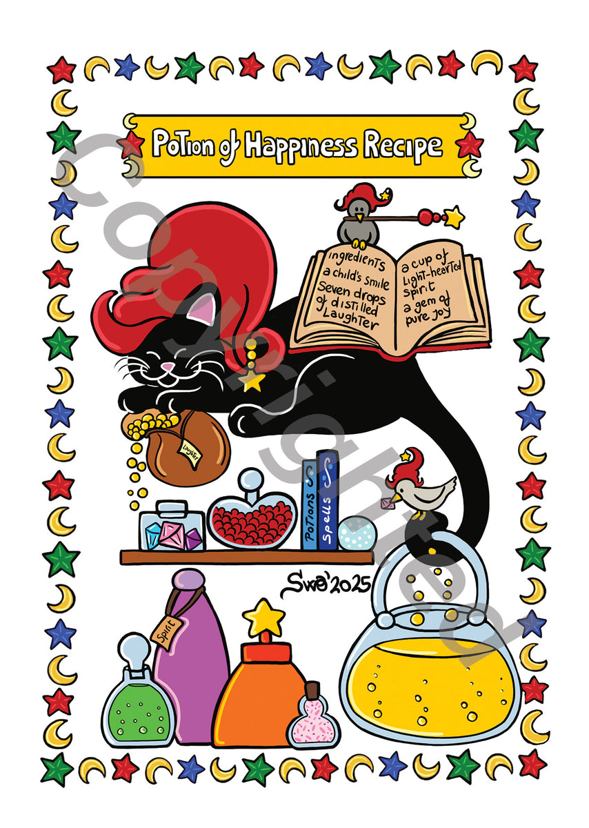 Drawings Potions D005: 5 - Happiness Potion Recipe| Postcards Market