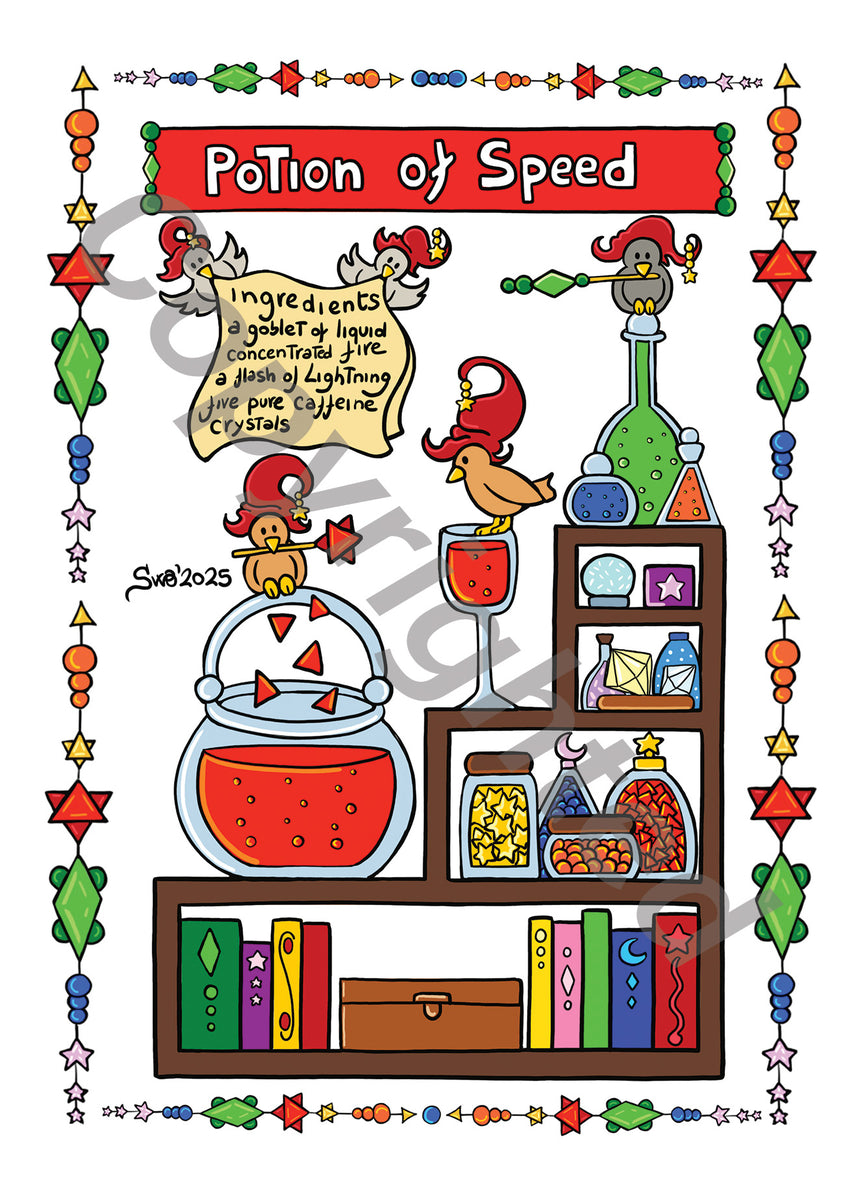 Drawings Potions T042: 9 - Speed Potion Recipe| Postcards Market