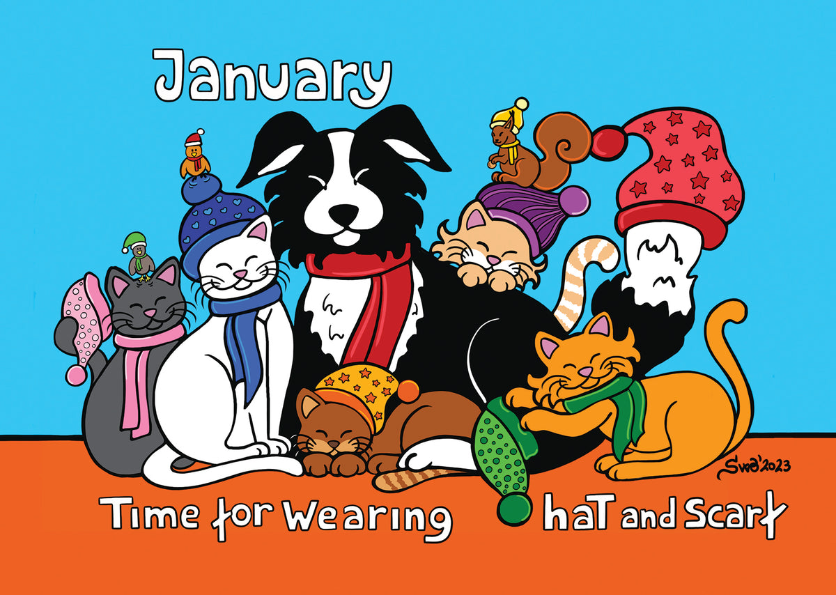 T055 Drawings: Titina and Friends - January (month)| Postcards Market