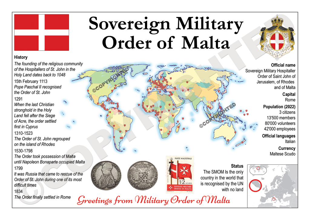 Europe | SMOM (Soverign Military Order of Malta) MOTW| Postcards Market