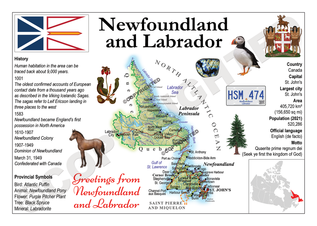 North America | CANADA Provinces - Newfoundland and Labrador MOTW CA00 ...
