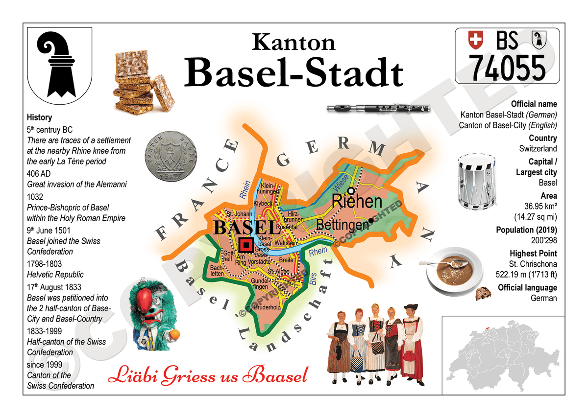 Europe | Swiss Cantons 012 - Basel - Stadt MOTW| Postcards Market