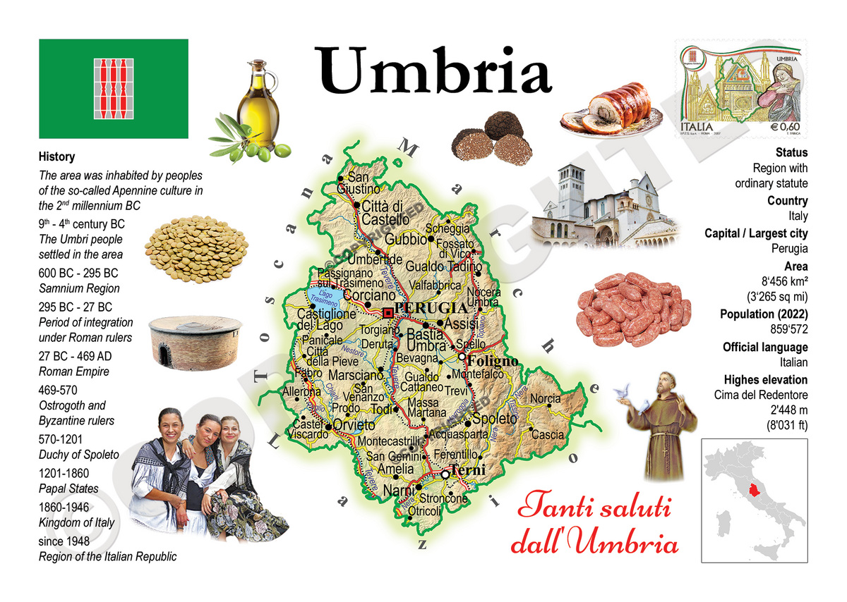Europe | Italy Regions MOTW - Umbria| Postcards Market