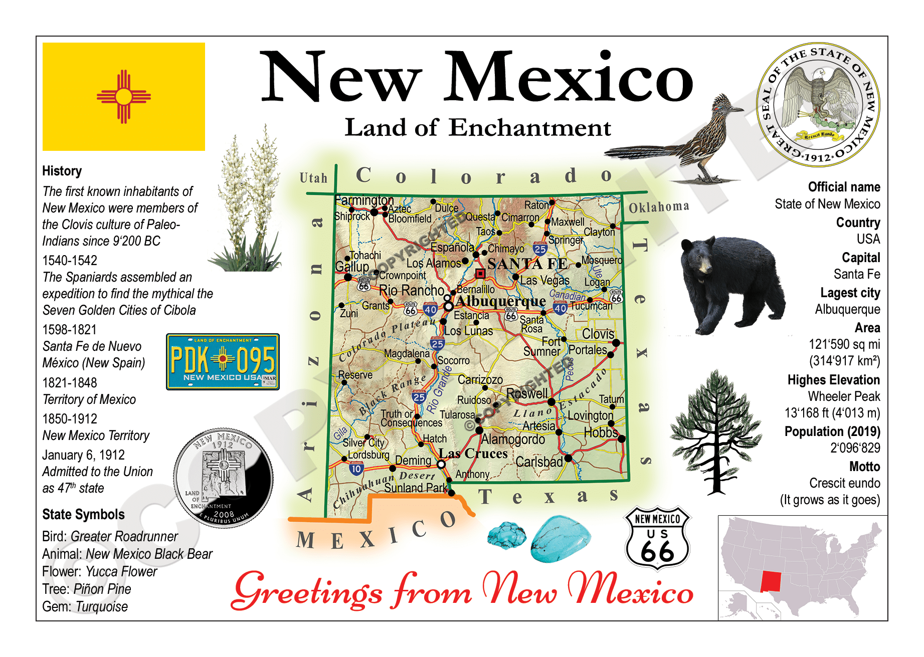 New Mexico Landmarks Map 13,985 New Mexico Map Images, Stock Photos,